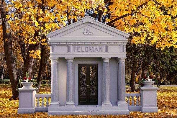Private mausoleum with fluted columns, custom bronze doors – City ...