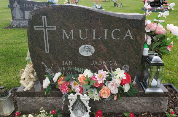 Two grave monument in multi colored granite with polished cross – City ...